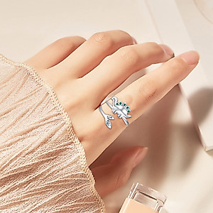 Freesloth Dinosaur Ring 925 Sterling Silver Dinosaur Gifts for Women Adjustable Open Rings Cute Animal Dinosaur Jewelry