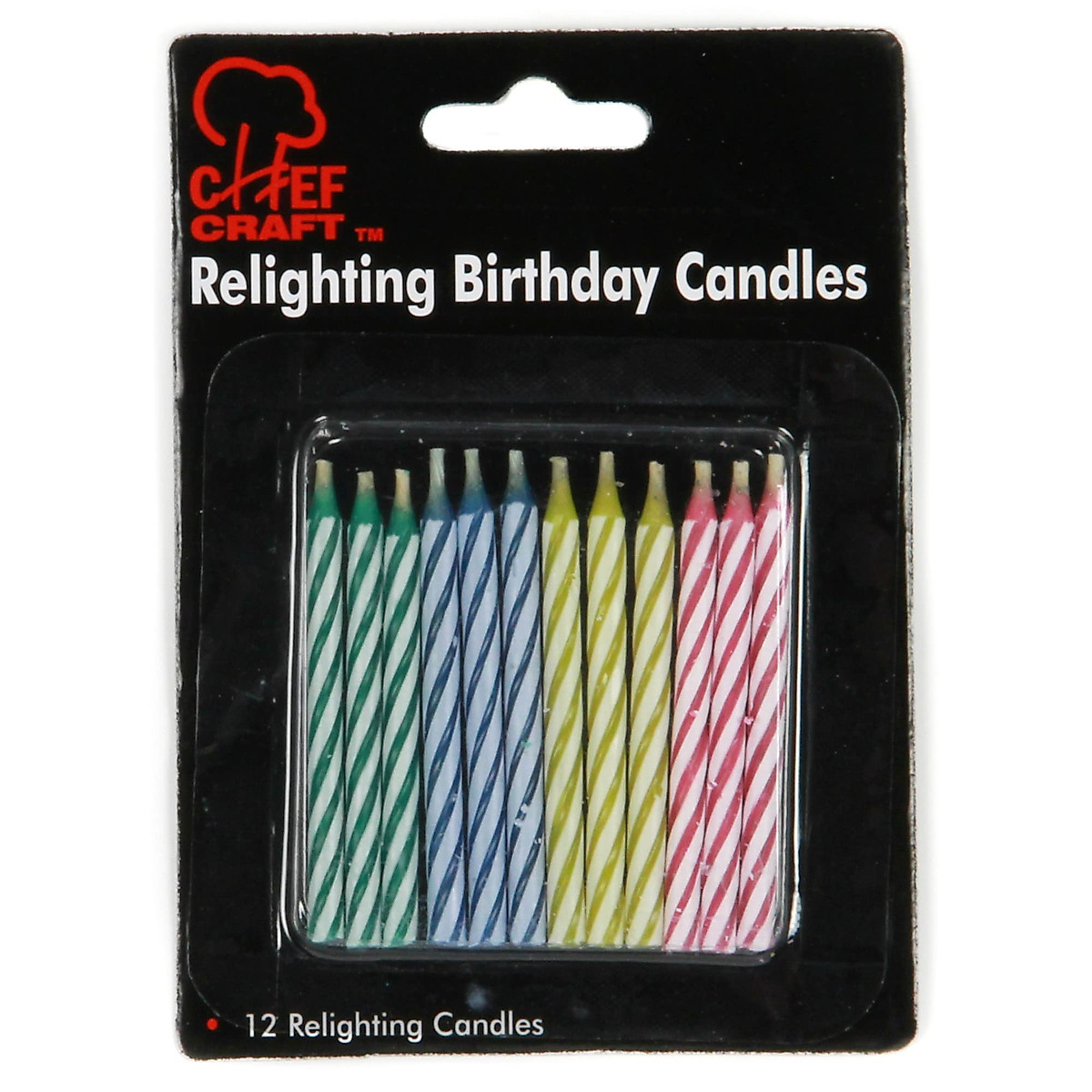 Chef Craft Classic Trick Candles, 2.5 inches in Height 12 Piece Set, Spiral