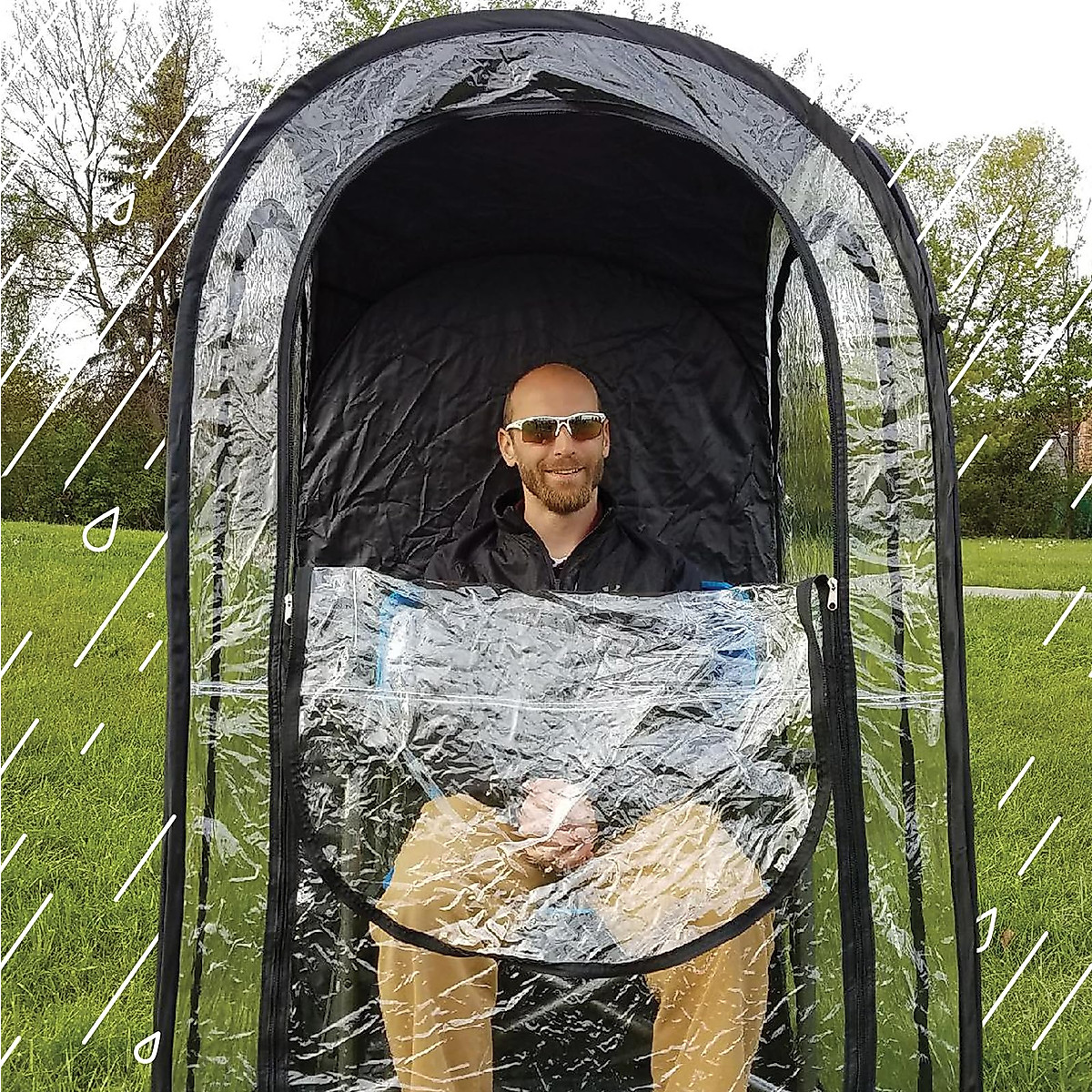 WeatherPod Large 1-Person Pod – Pop-Up Weather Pod, Protection from Cold, Wind and Rain - Black