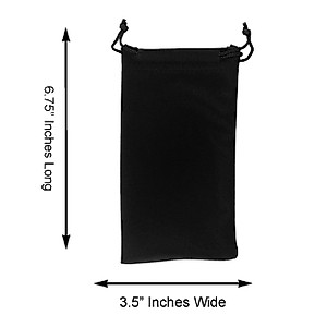 Super Z Outlet Black Microfiber Sunglasses Glasses & Cell Phone Gadgets Accessories Sleeve Bag Pouch with Drawstring Closure for Cleaning, Protection, & Storage (12 Pack)