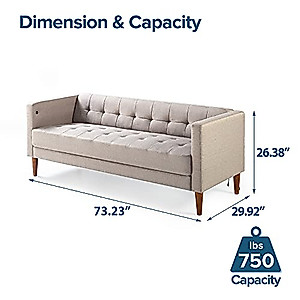 ZINUS Pascal Sofa with USB Ports / Tool-Free, Easy Assembly, Oatmeal