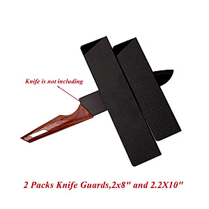 Rwraps 2Pack Knife Guards, 2x8" and 2.2X10" ABS Universal Knife Cover Blade Protector Non-Scratch Felt Lining Chef Knife Sheath