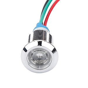 Hilitand 4 Sets Common Anode Round LEDs, 10mm Pre‑Wired Dual Color LED Waterproof Indicator Light 12‑24V(Red and Green)