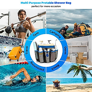 CDDLR Mesh Shower Caddy Portable for College Dorm Room Essentials,Shower Caddy Dorm with 8-Pocket Large Capacity,Quick Dry Shower Caddy Bag for Bathroom, Beach,Gym