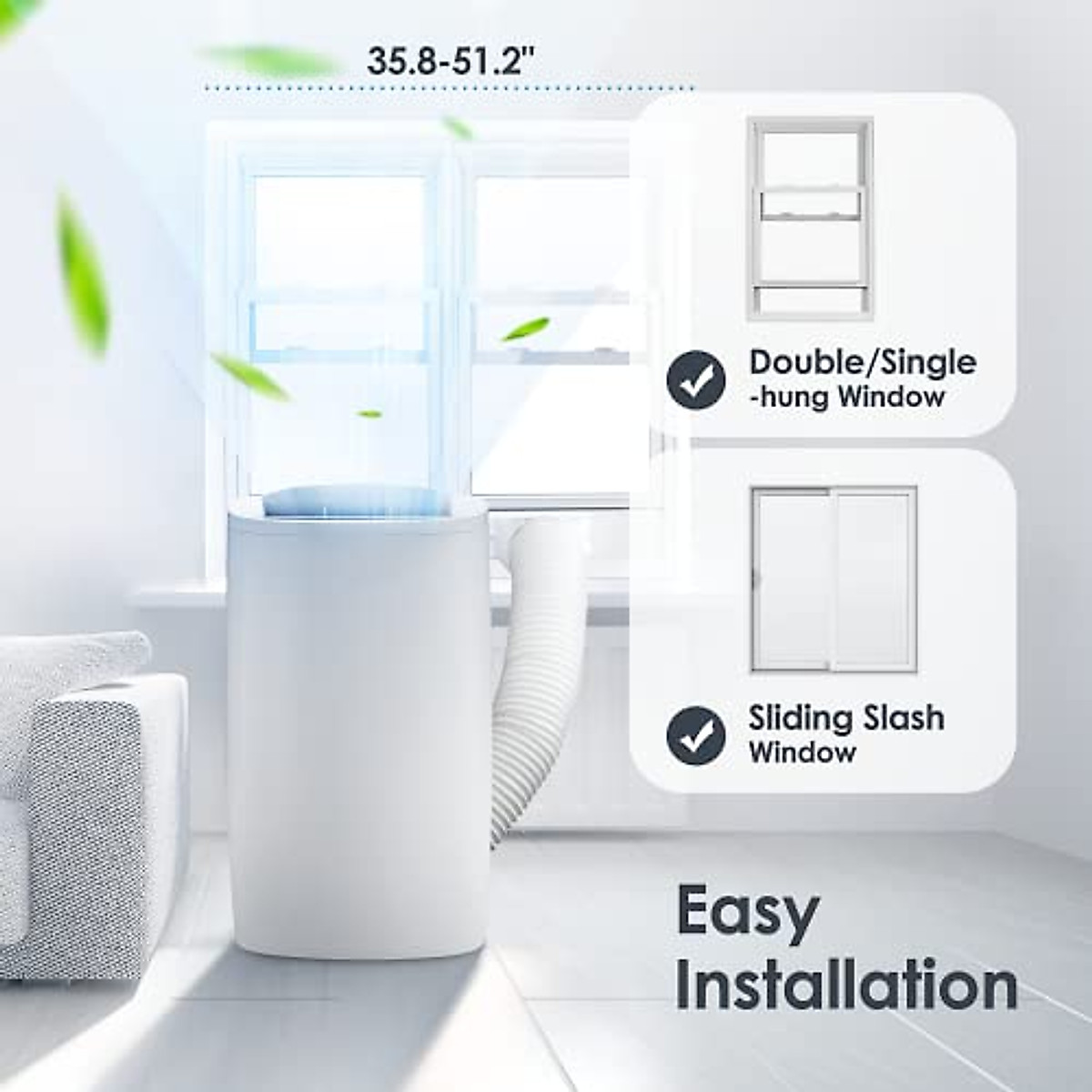 Portable Air Conditioner - Rintuf 2022 14000 BTU Portable AC Unit, Cools Rooms up to 700 Sq.ft, Also as Dehumidifier & Fan, with 24H Timer Remote Control Window Kit Exhaust Hose for Home Living Rooms Bedroom