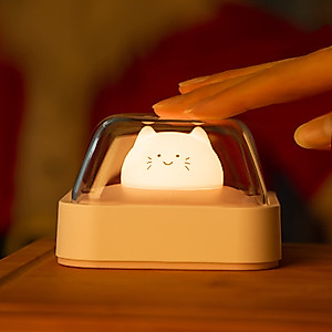 AVSMGP Nursery Night Light, Baby Night Light for Breastfeeding and Sleep Aid, Portable Battery Powered Bedside Nightlight, Touch Control Dimmable Nursery Lamp, Cute Cat Gifts for Cat Lovers,Pink