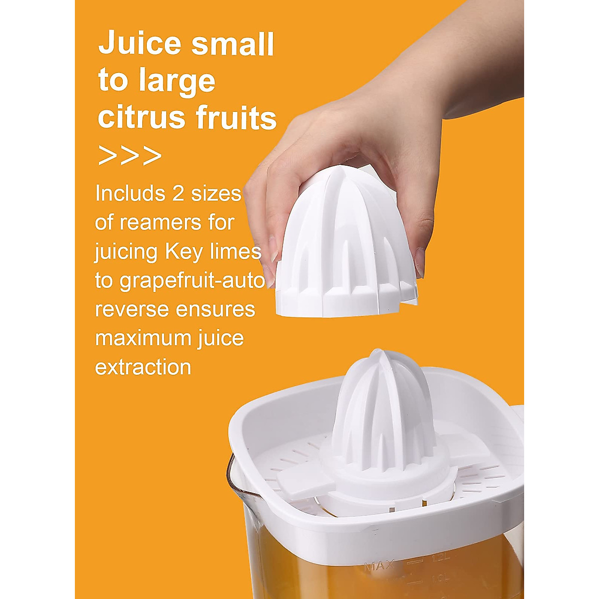 Homeleader Electric Citrus Juicer, Lemon Squeezer with Powerful Motor and LED Working Lamp, Orange Juicer for Grapefruits, Orange and Lemon-White, 1.2L