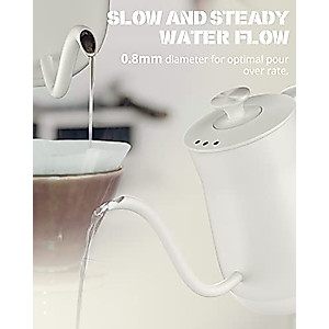 Keebar Electric Kettle, 100% Stainless Steel Tea Kettle, Electric Gooseneck Kettle with Auto Shut Off, Pour Over Kettle for Coffee & Tea, 0.8L,1000W,White