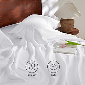 Bedsure Deep Pocket Full Size Sheets Set - Fits Mattresses Up to 21" Thick, 4 Piece Air Mattress Sheets with Deep Pocket, Moisture Wicking Soft Cooling Bedding Sheets & Pillowcases, White