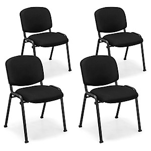 Byroce 4Pcs Conference Chair, Modern Stackable Chairs with Ergonomic Lumbar Support & Comfort Seat Back Sponge Cushion, Reception Side Chair with Sturdy Steel Frame, Black (4)