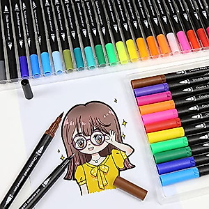 Swemos Markers for Adult Coloring, 72 Colors Art Markers Set Dual Tip Brush Pen, Coloring Markers Fine Point Kids Artist Drawing Paintings Diaries Journaling Art projects Art Supplies with Case