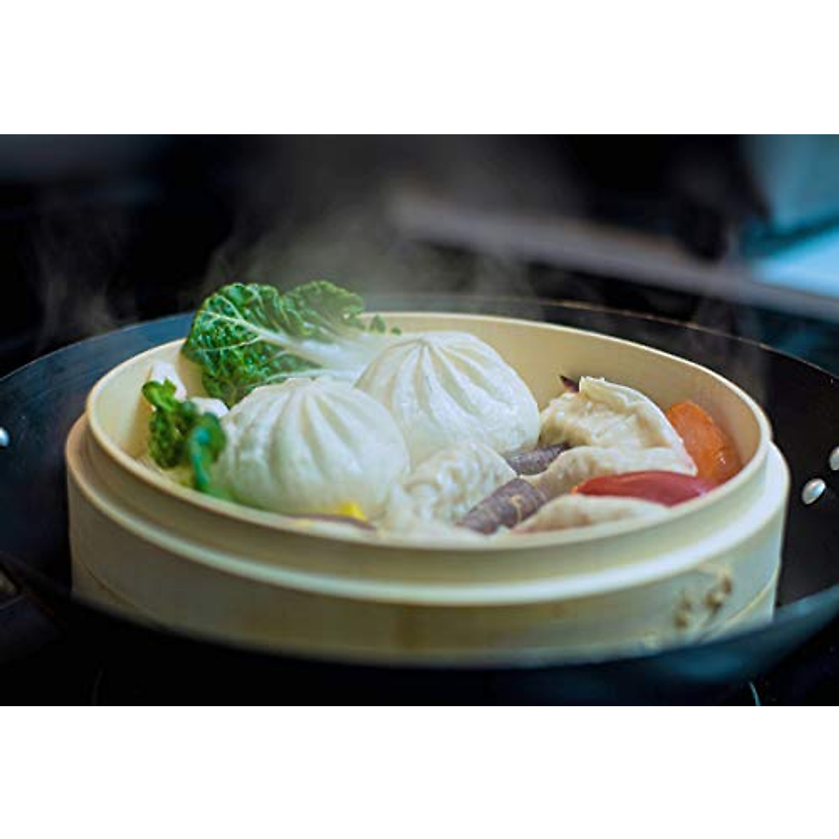 LUKARA Bamboo Steamer Basket – Dumpling Steamer Bamboo with Accessories – Bamboo Steamer 10 Inch with Silicone Steamer Liners, Cookbook, Chopsticks, Sauce Ramekins – Eco-Friendly Gift Set