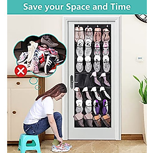 MISSLO 28 Large Pockets Hanging Shoe Organizer and 28 Large Pockets Hanging Shoe Rack Door Shoe Organizer Hanging Shoe Storage Hanger for Closet Mesh Holder