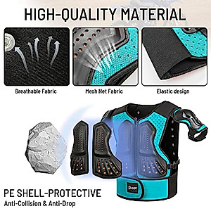Reomoto Kids Protective Gear,Motorcyle Armor Suit Dirt Bike Gear for Kids Dirt Bike Cycling Skating Off-RoadRiding Skiing (Blue) (020)