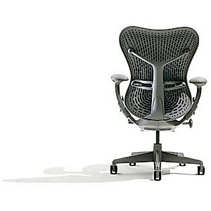 Mirra Chair Herman Miller Deluxe Fully Highly Adjustable Home Office Desk Task Chair MR223 with Forward Tilt Seat Angle, Adjustable Arms, Flexfront Seat, Graphite Frame with Graphite Airweave Seat and Triflex Backrest, Standard Casters