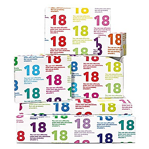 CENTRAL 23 Funny Wrapping Paper - 6 Sheets Gift Wrap With Tags - 18th Birthday Wrapping Paper - Recyclable