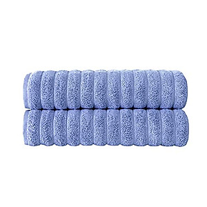 Classic Turkish Towels Luxury Ribbed 2 Piece Bath Towel Set - 100% Turkish Cotton Absorbent, Quick-Dry, Premium Towels for Bathroom, 27x54 inches (Royal Blue)