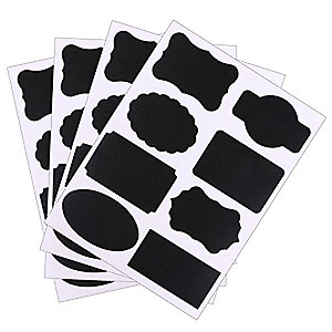 Harapu Chalkboard Labels Stickers for Food Jars, Spice, Glass, Cups, Bottles, Containers and Canisters, Decorative Reusable Waterproof Blackboard Labels - 4 Sheet (32 Pcs)
