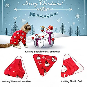 ShuRung Christmas Dog Sweater Costume Xmas Cat Knitwear Clothes with Christmas Tree Snowflakes Pattern Red Dog Winter Sweater for Kittens Small Dogs Cats (Medium)