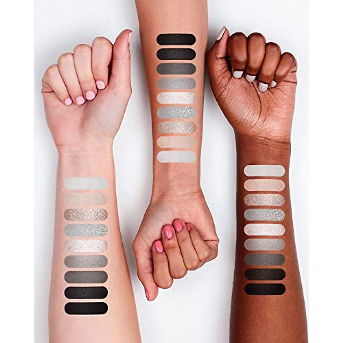 MAKI YIKA Black Grey Smoky Eyeshadow Palette, Matte Black White Gray Silver High Pigmented Smokey Eye Shadow, 9 Colors Long Lasting Shimmer Powder Makeup Palette For Goth Look (Black)