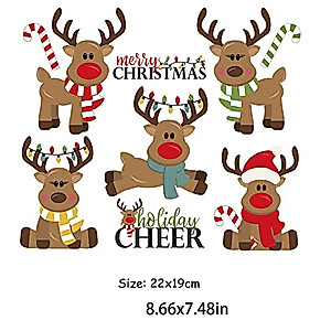 Christmas Heat Transfer Iron on Patches Deer Xmas Tree Car Iron on Vinyl for Fall Winter Christmas Easter Crafts Supplies