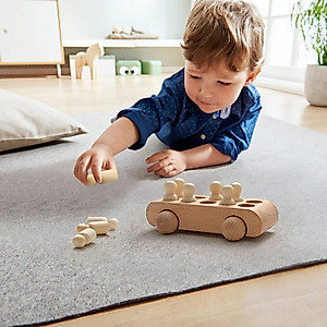 10 Wooden Figures in The Car - Wooden Toys Unfinished Wooden Peg Dolls People Figures Shape Preschool Learning Educational Toys Montessori Toys Pretend Play for Toddler