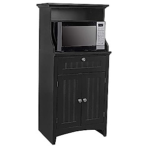 OS Home and Office Coffee Maker Utility Cabinet in Black kitchen microwave cart