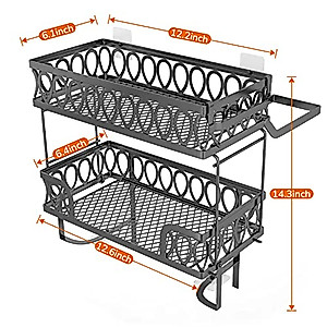 CAEKAIGTA Over The Toilet Storage Shelf, Bathroom Over Toilet Storage Shelf, 2 Tier Above Toilet Storage with Toilet Paper Holder, No Drilling with Wall Mounting Design, Space Saver (Black)