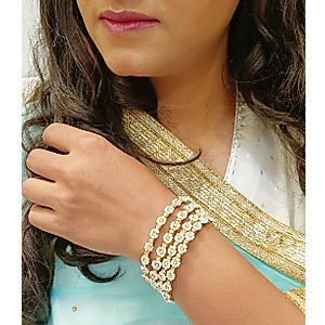 Efulgenz Pearl Bangles for Women Indian Bangles Faux Pearl White Pearl Indian Bangles Crystal Traditional Wedding Bracelet Bangle Set Bolloywood Jewelry