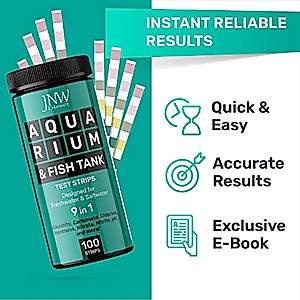 JNW Direct Aquarium Test Strips - 9-in-1 Aquarium Test Kit with eBook - Aquarium Water Test Kit with Quick and Accurate Fish Tank Test Strips - 100 Test Strips