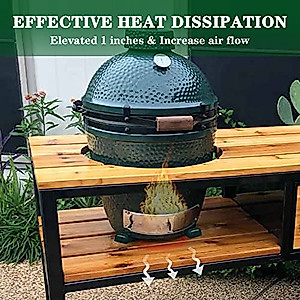 OLIGAI BBQ Ceramic Grill Feet Shoes for Big Green Egg,Use for Raise The Kamado Joe Accessories,Primo Charcoal Grill,Green Ceramic Feet Accessories to Place The Grill on Garden or Outdoor(Set of 4)