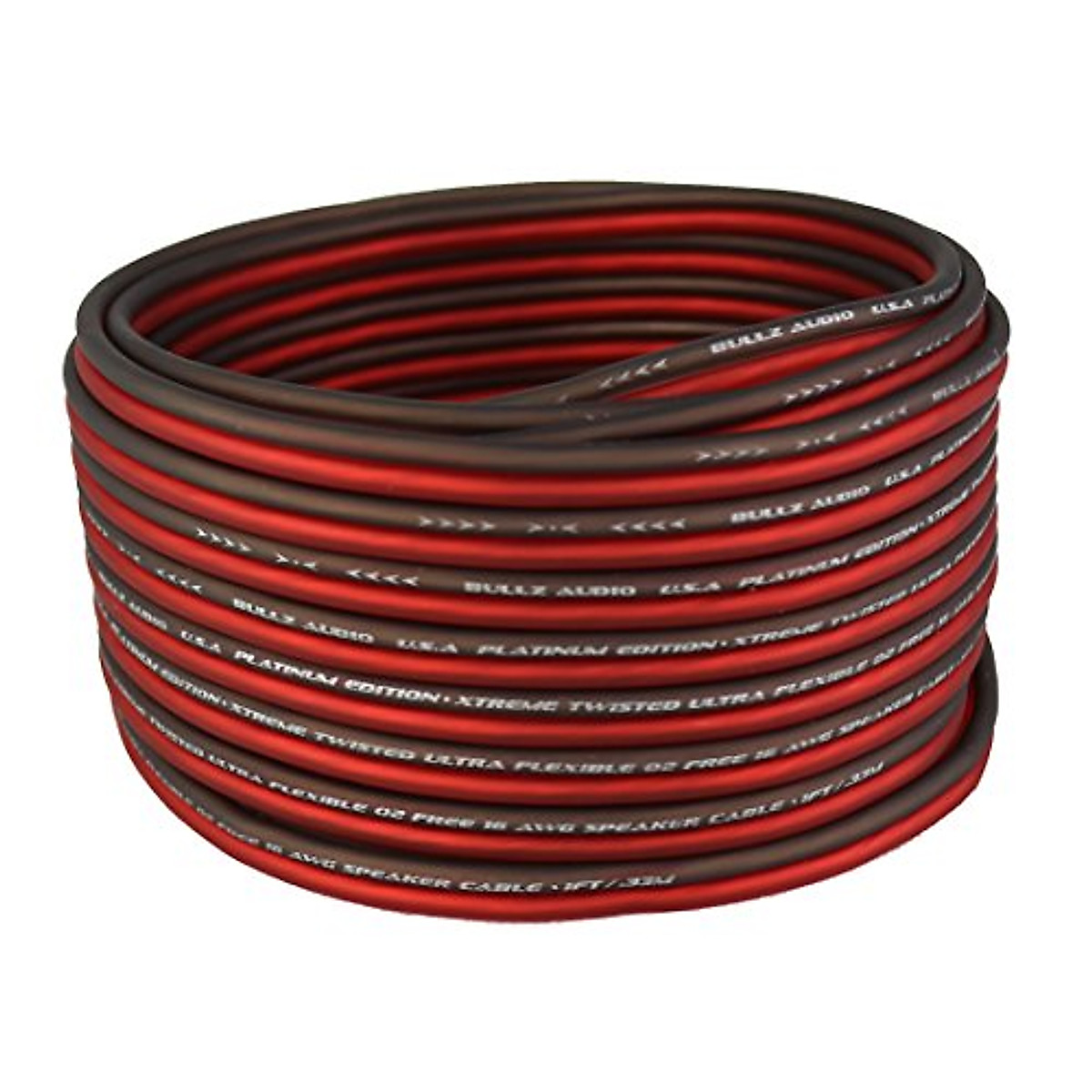 Bullz Audio BPES16.25 25' True 16 Gauge AWG Car Home Audio Speaker Wire Cable Spool (Clear Red/)