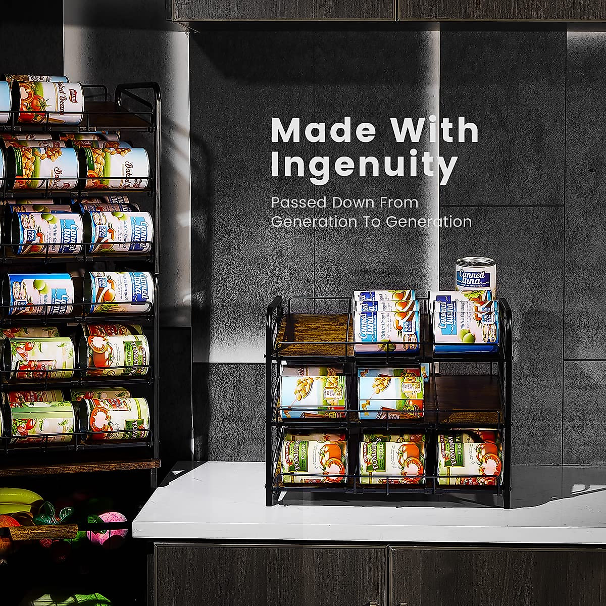 HOYRR Can Storage For Pantry,Can storage,Can Organizer,Rustic farmhouse style Can Organizer For Pantry,Wood Can Organizer For Pantry,Can Organizer For Pantry can store up to 36 cans.（Pack of 1）