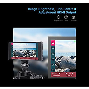 Portkeys PT6 Monitor 5.2 inch 3D LUT 4K HDMI Touch Screen 1920 * 1080 Live Streaming Monitor HDMI DSLR Camera Field Monitor with Peaking Frame, Wireframe Protection, Image Crop Function