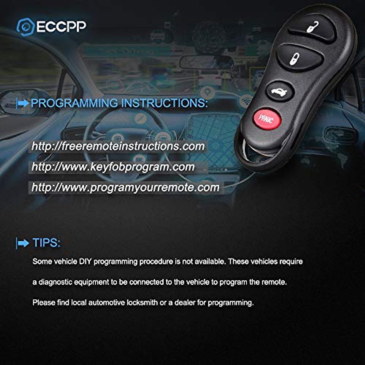 ECCPP for Jeep Liberty Keyless Entry Remote Key Fob for Jeep for Dodge Series GQ43VT17T (Pack of 2)