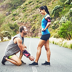 RUNBACH iPhone 8 Plus/iPhone 7 Plus Armband, Sweatproof Running Exercise Gym Bag with Fingerprint Touch/Key Holder and Card Slot for 5.5 Inch iPhone 6/6S/7/8 Plus (Pink)