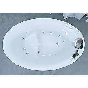 Empava 48 Inch Acrylic Luxury Freestanding Bathtub Hot Whirlpool Soaking SPA Air Massage Tub with Faucet and Knobs and Shower Head
