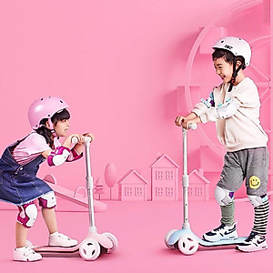 Ygqtbc Scooters for Kids Scooters 3 Wheel for Toddler Scooter for Girls Boys Adjustable Height Lean to Steer with Wide Deck (Color : A)