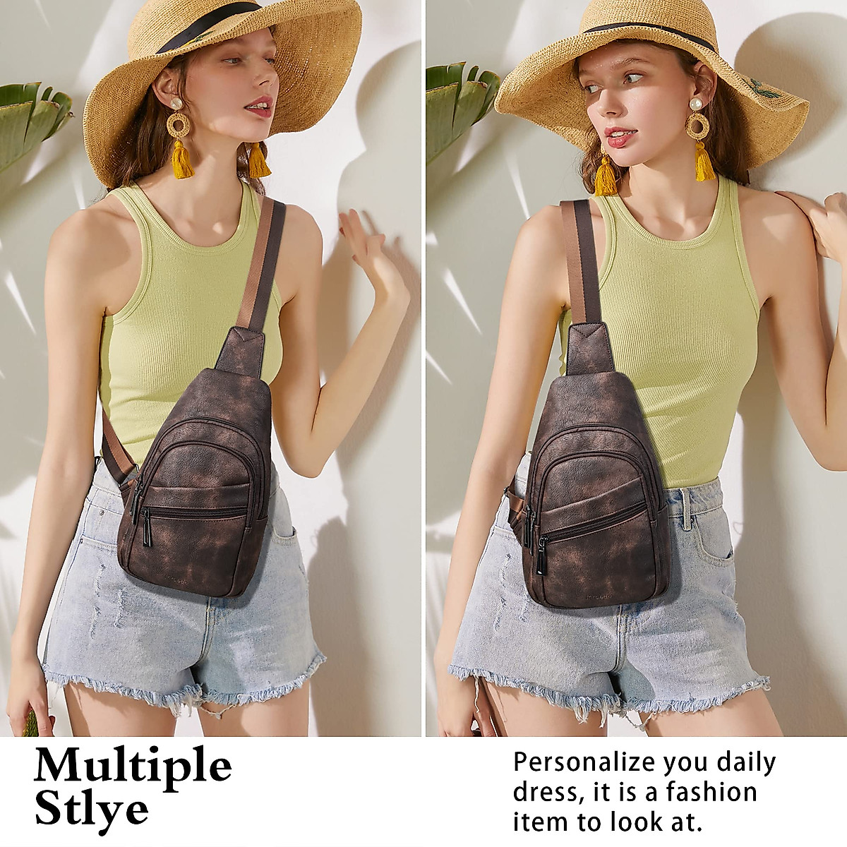 Mroede Sling Bag Crossbody Bags for Women Cross Body Bag Fanny Packs Chest Bags Sling Purses for Travel Shopping