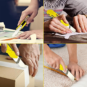 JIANGHUA 12-Pack Utility Knife, Box Cutter Retractable Razor Knife with 30PCS Extra Snap Off Blades, 18mm Wide Sharp Blade Cutter for Office, Home, Arts Crafts, Hobby