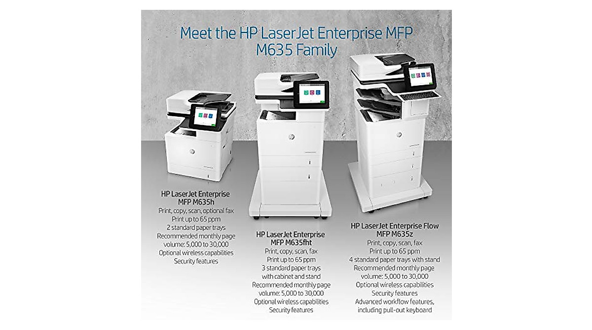 HP LaserJet Enterprise MFP M635fht Printer - Secure High-Speed All-in-One