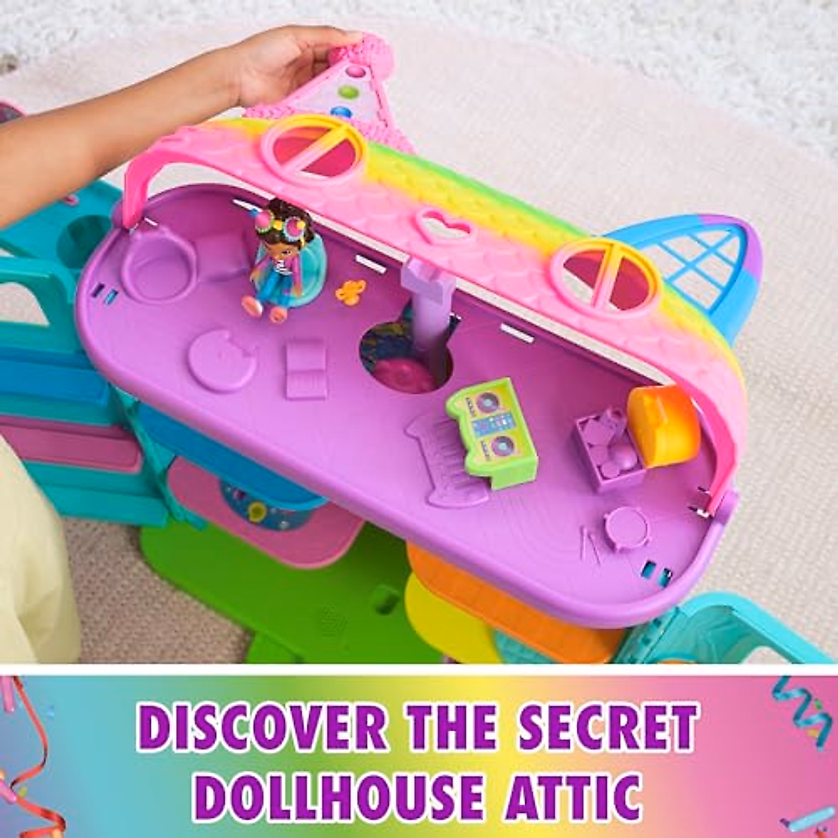 Gabby’s Dollhouse, Cakey’s Fruit Smoothie Balcony Playset, 8-Pcs with Toy Figures, Dollhouse Accessories & Sensory Play, Kids Toys for Girls & Boys 3+