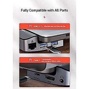 WJCCY 9 in 1 USB C HUB Type C HUB to 4KHD RJ45 Jack 3.5 Multi USB 3.0 PD Adapter for MacBook Pro USB-C Splitter Type-c USBC HUB