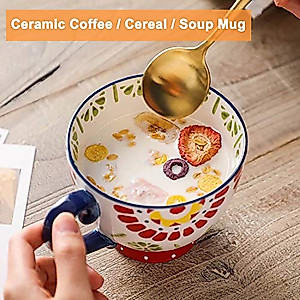 DeeCoo Set of 4 , 15 Ounce Ceramic Coffee Mugs Restaurant Coffee Mug, Large-sized Black Coffee Mugs Set Perfect for Coffee, latte, Cappuccino, Tea, Cocoa, Cereal, Hot Chocolate