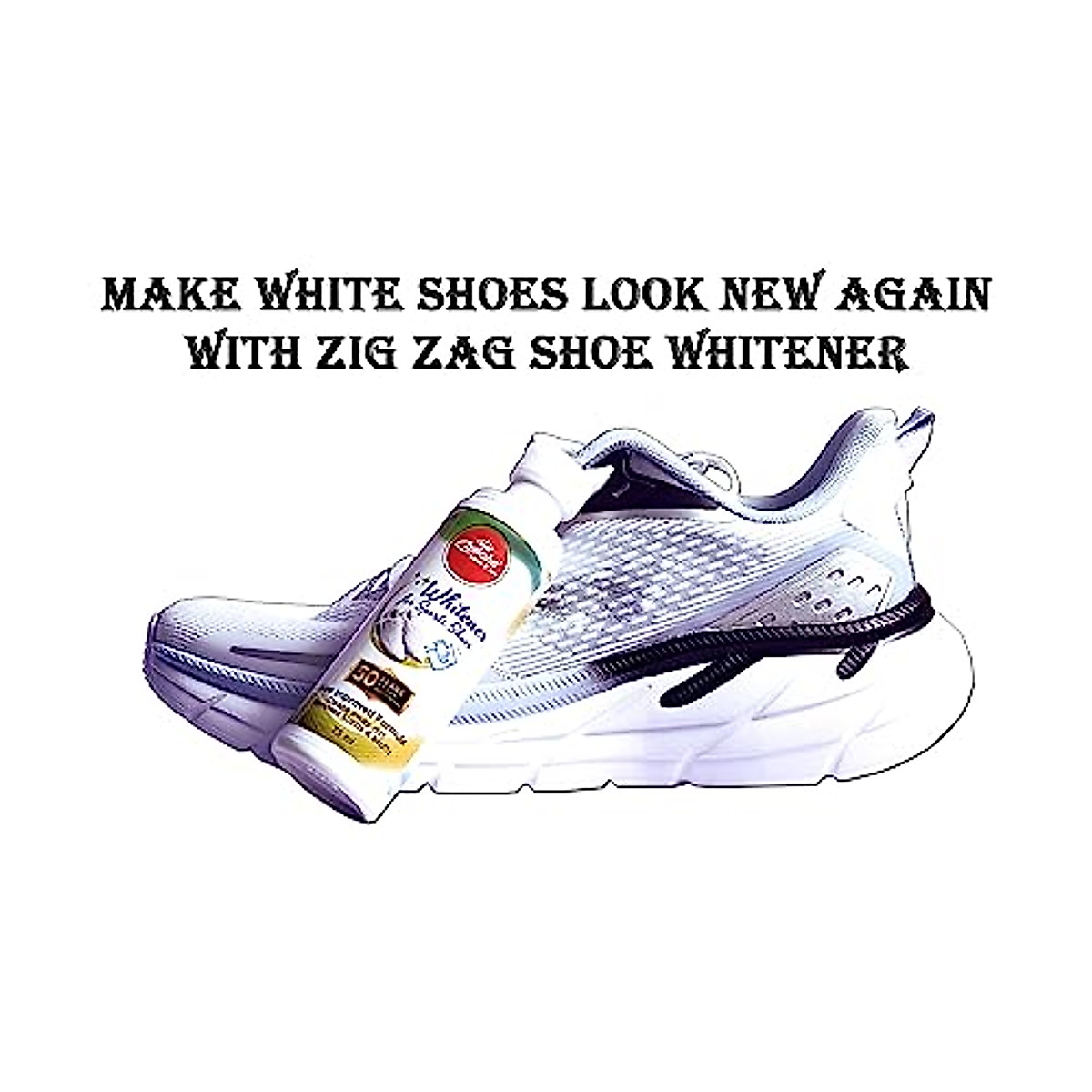 ZIG ZAG Instant Shoe Whitner for Sport Shoes,Sneakers and more Includes Sponge Applicator Easy-to-use Lid Brush Whitener Pack of 3