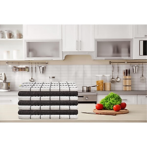 ZOYER 12 Pack Kitchen Towels & Dishcloths Sets -100% Cotton Dish Towels for Kitchen -15x25 inches Dish Cloths for Kitchen-Hand Towels for Kitchen-Highly Absorbent Dish Towels for Drying Dishes