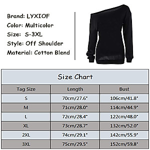 LYXIOF Womens Off Shoulder Sweatshirt Slouchy Long Sleeve Shirts Pullover Tops Blue 2XL