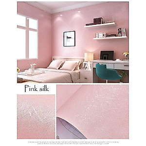 Cohoo Home Silk Pink Peel and Stick Wallpaper Self Adhesive Removable Pink Wallpaper Stick and Peel Pink Wall Paper Pink Contact Paper for Cabinets Bedroom Drawer Liner Wall Sticker 15.7" ×118"