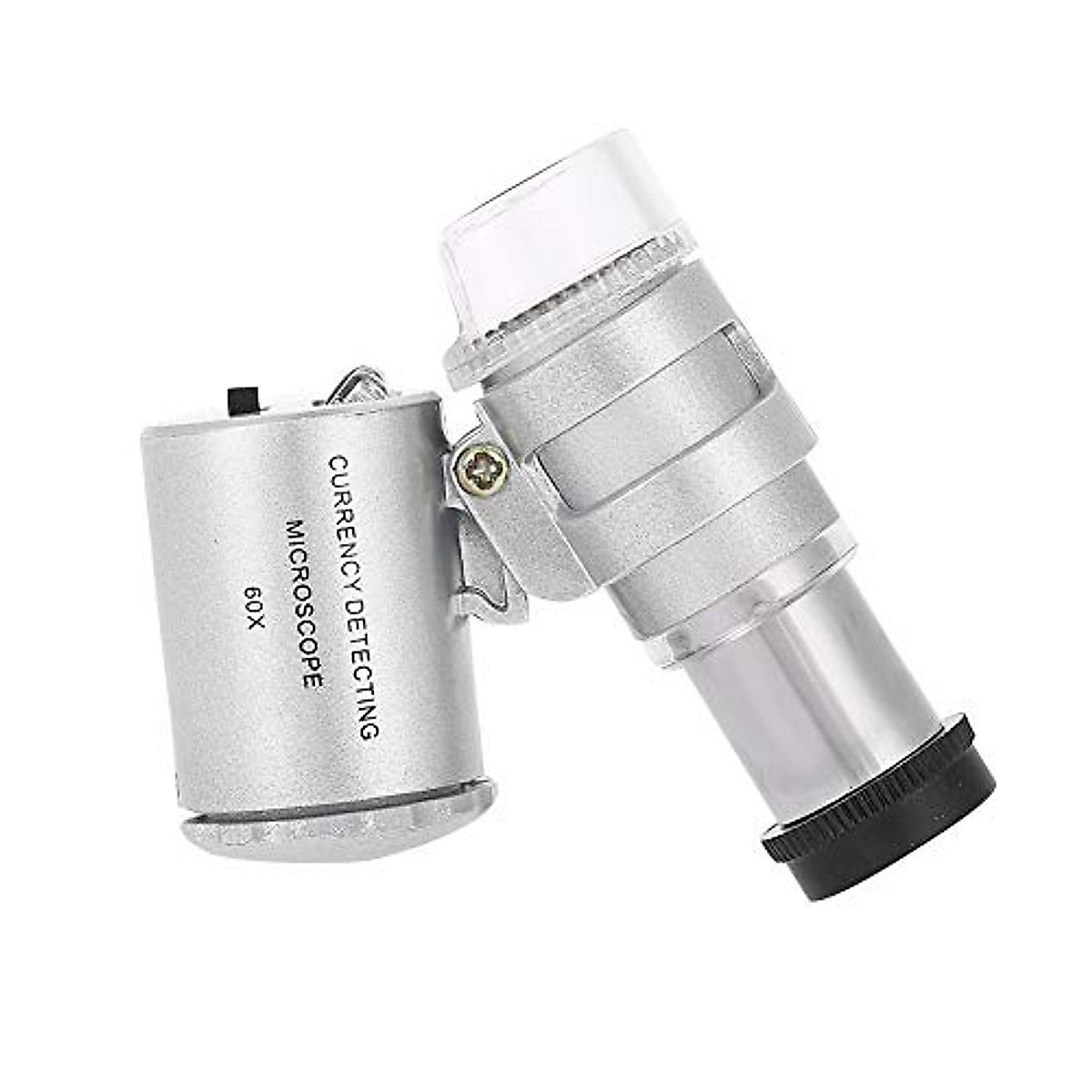 Mini 60X LED Microscope, Pocket Microscope Magnifier Microscope UV Currency Detector, for Jeweler Adjustable Magnifier