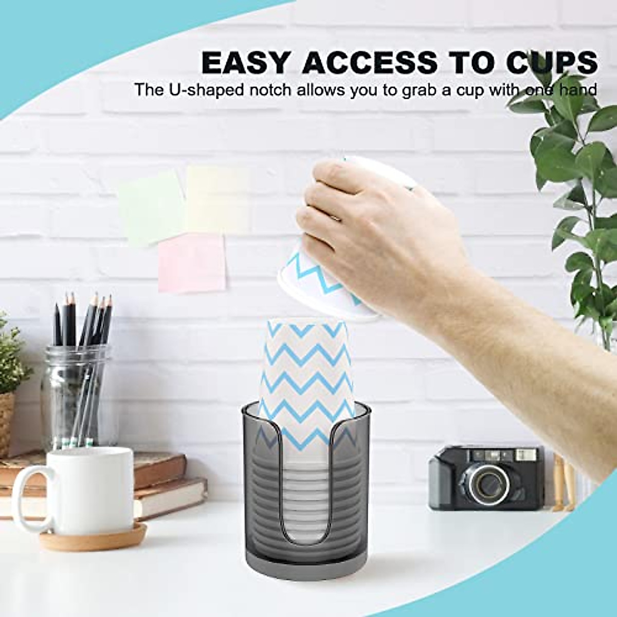 Transparent Black Bathroom Cup Dispenser for 3-4 oz Cups Pack of 1(No Cups Included)